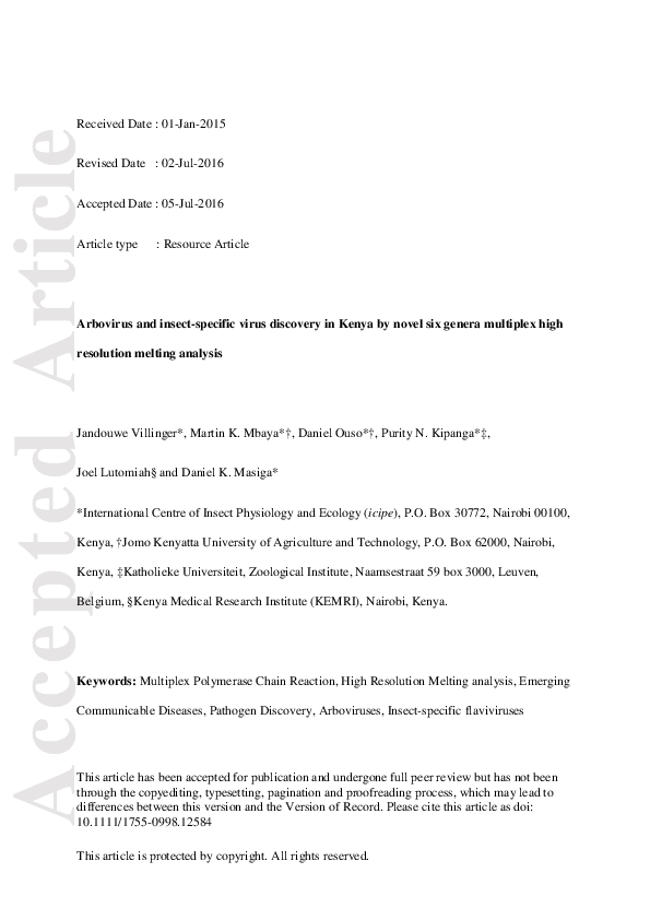 (PDF) Arbovirus and insect-specific virus discovery in Kenya by novel ...