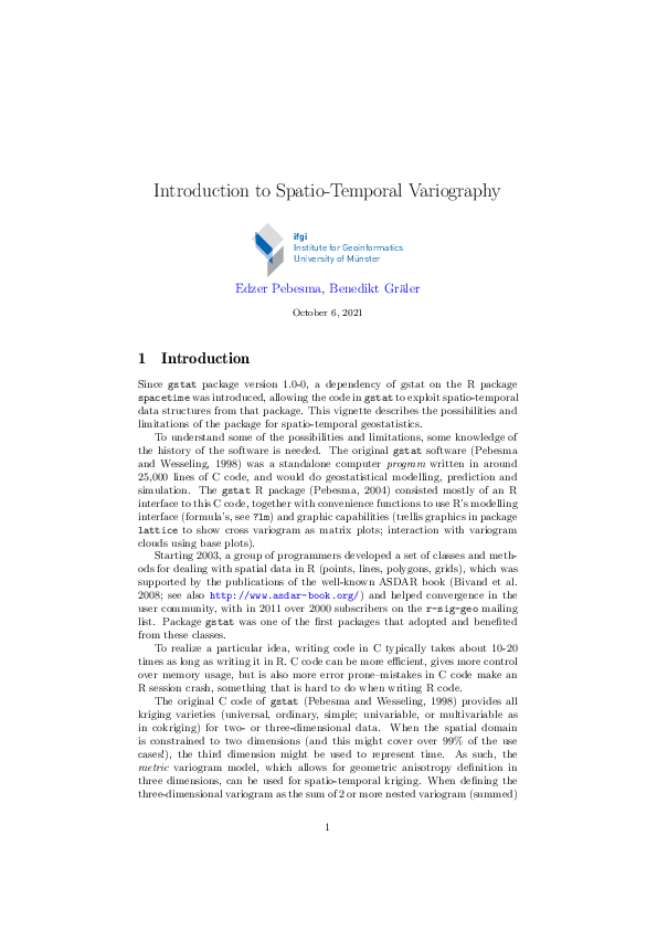 Pdf Spatio Temporal Geostatistics Using Gstat