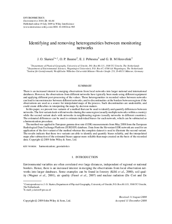 (PDF) Identifying and removing heterogeneities between monitoring networks