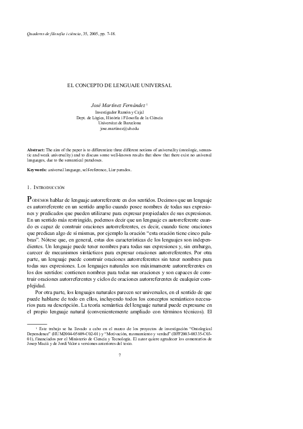 (PDF) El Concepto De Lenguaje Universal