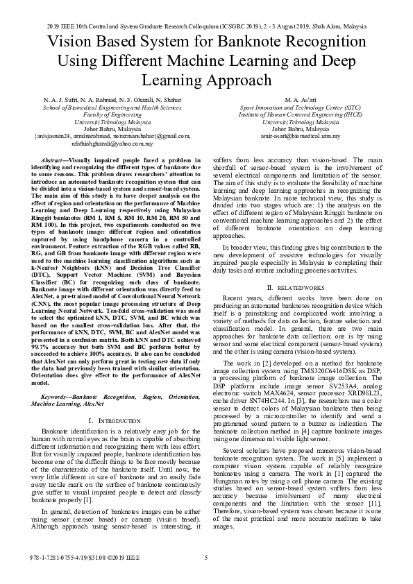 (PDF) Vision Based System for Banknote Recognition Using Different ...