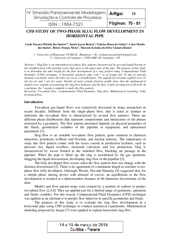 (PDF) CFD Study of Two-Phase Slug Flow Development in Horizontal Pipe