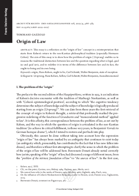(PDF) Origin of Law