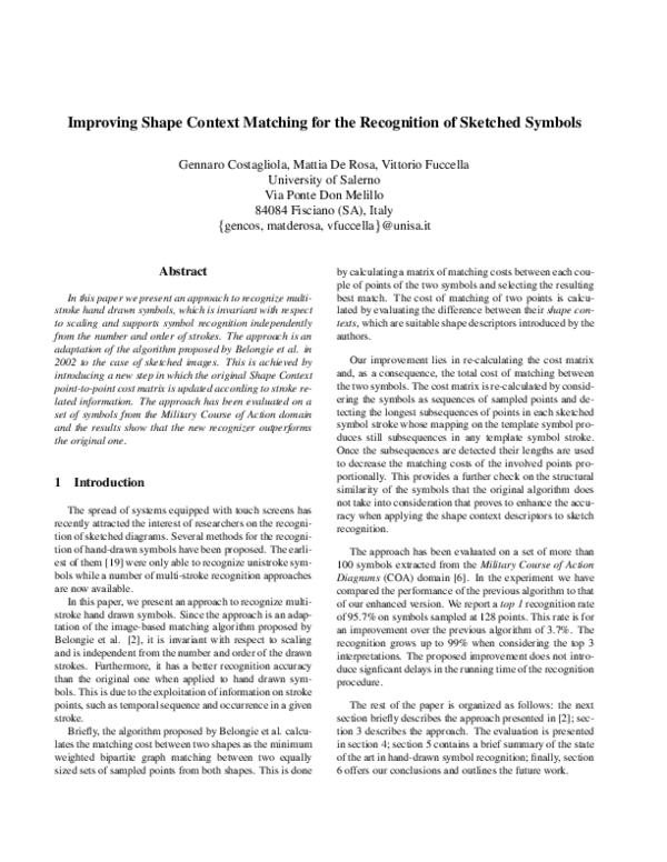 (PDF) Improving Shape Context Matching for the Recognition of Sketched Symbols