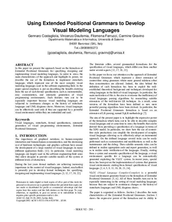 Pdf Using Extended Positional Grammars To Develop Visual Modeling Languages