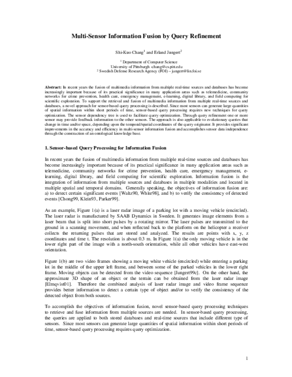(PDF) Multi-sensor Information Fusion by Query Refinement