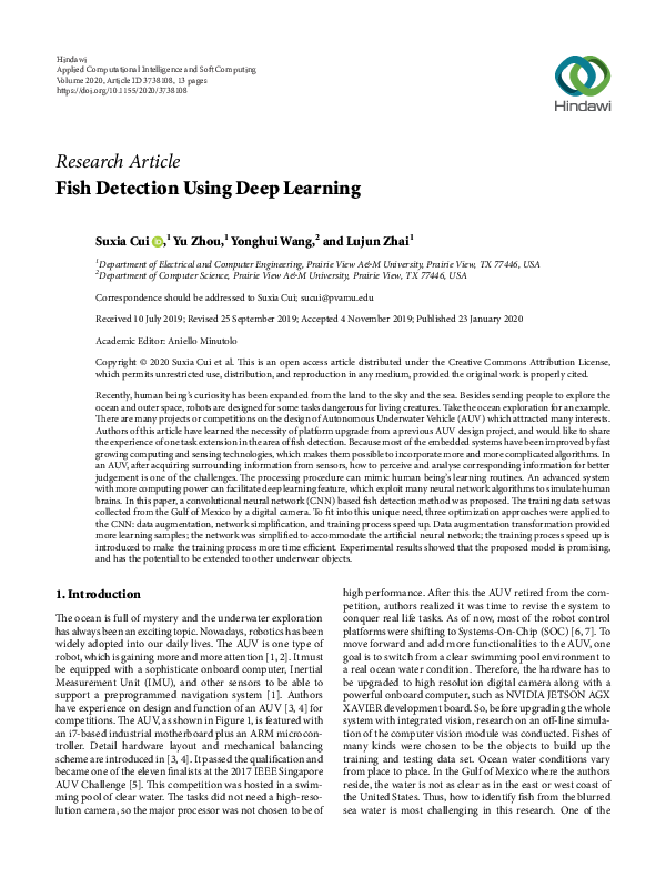 (PDF) Fish Detection Using Deep Learning