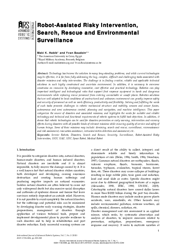 (PDF) Robot-Assisted Risky Intervention, Search, Rescue and ...