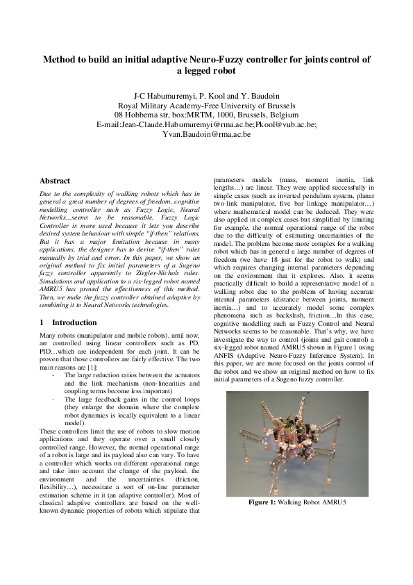 (PDF) Method to build an initial adaptive Neuro-Fuzzy controller for ...