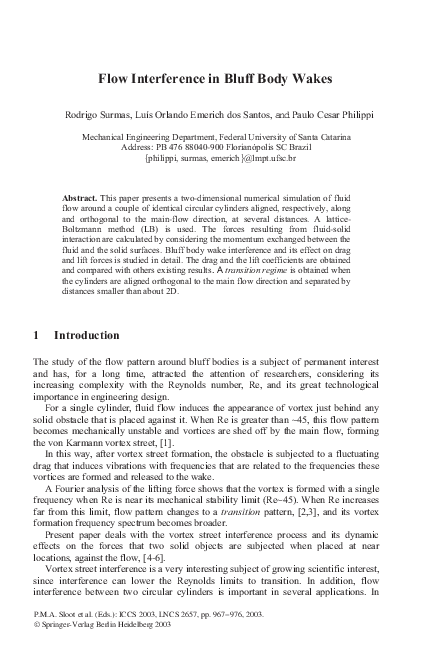 (PDF) Flow Interference in Bluff Body Wakes