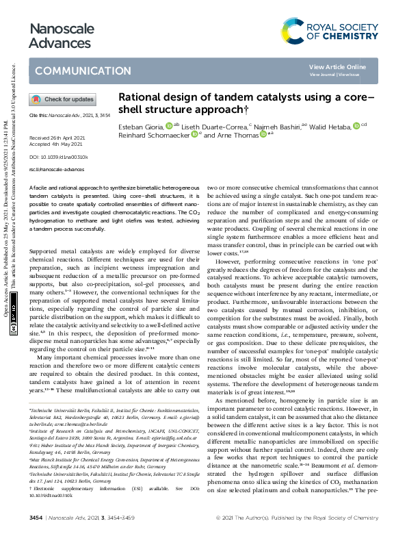 (PDF) Rational design of tandem catalysts using a core–shell structure approach