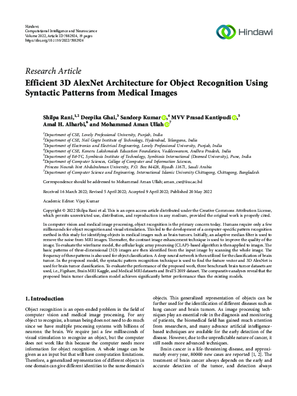 (PDF) Efficient 3D AlexNet Architecture for Object Recognition Using Syntactic Patterns from ...