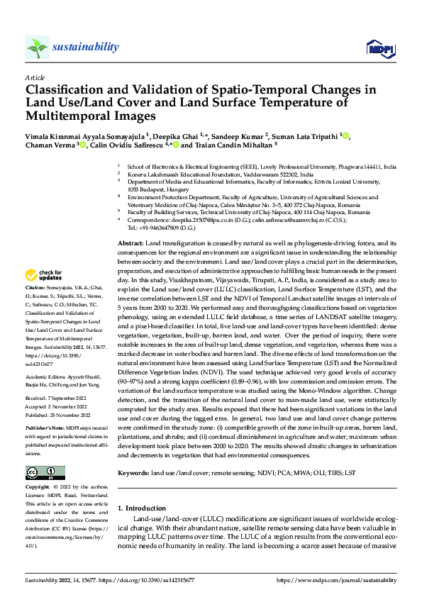 (PDF) Classification and Validation of Spatio-Temporal Changes in Land Use/Land Cover and Land ...