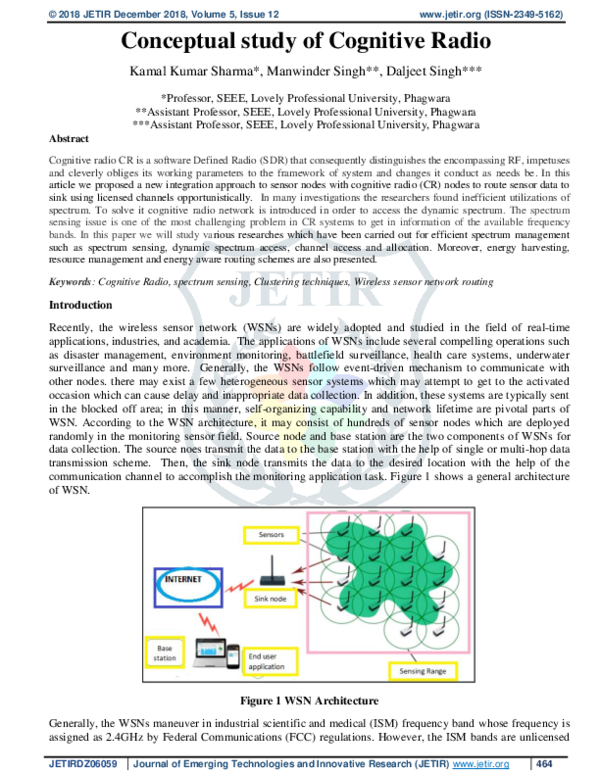 (PDF) Conceptual study of Cognitive Radio