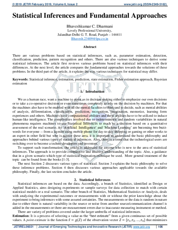 (PDF) Statistical Inferences and Fundamental Approaches