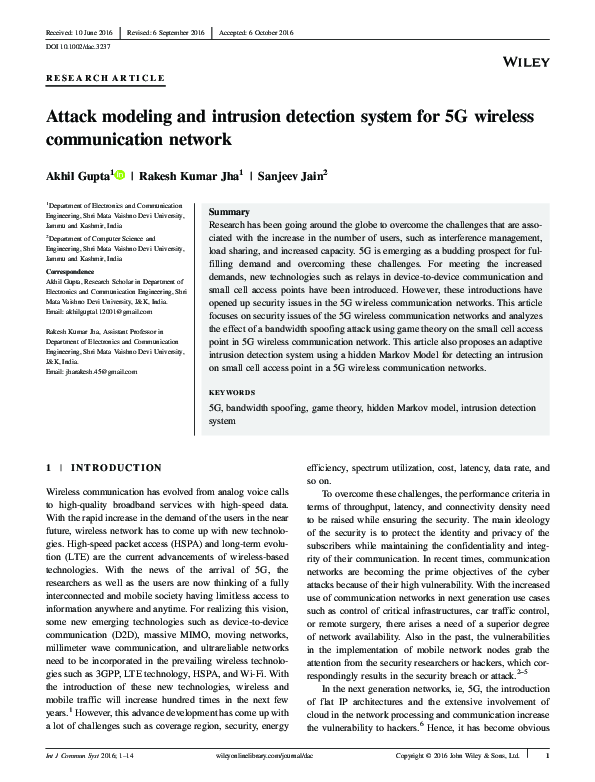 Pdf Attack Modeling And Intrusion Detection System For 5g Wireless