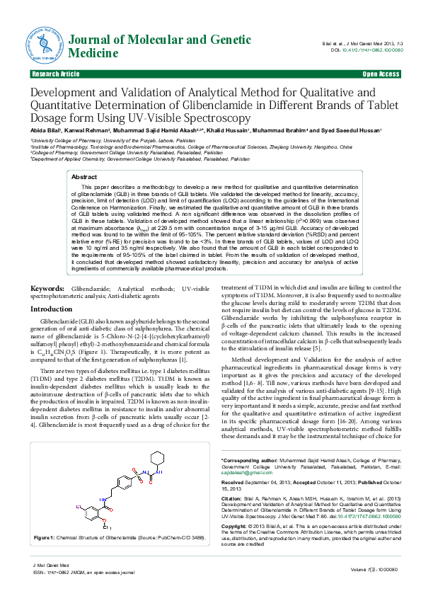 (PDF) Development and Validation of Analytical Method for Qualitative and Quantitative ...