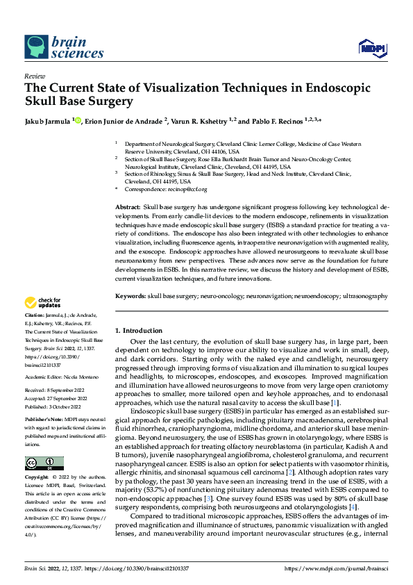 (PDF) The Current State of Visualization Techniques in Endoscopic Skull ...