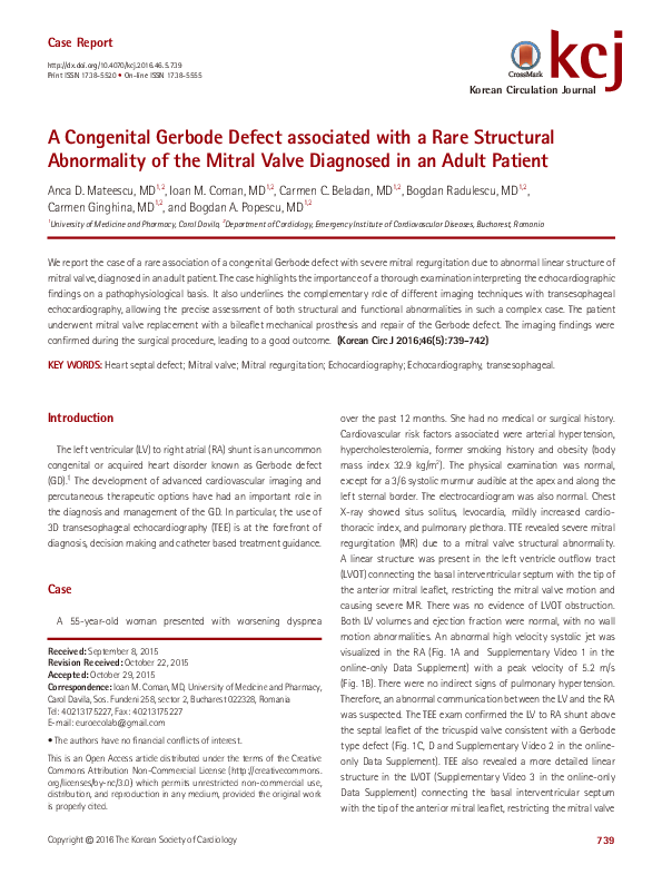 (PDF) A Congenital Gerbode Defect associated with a Rare Structural ...