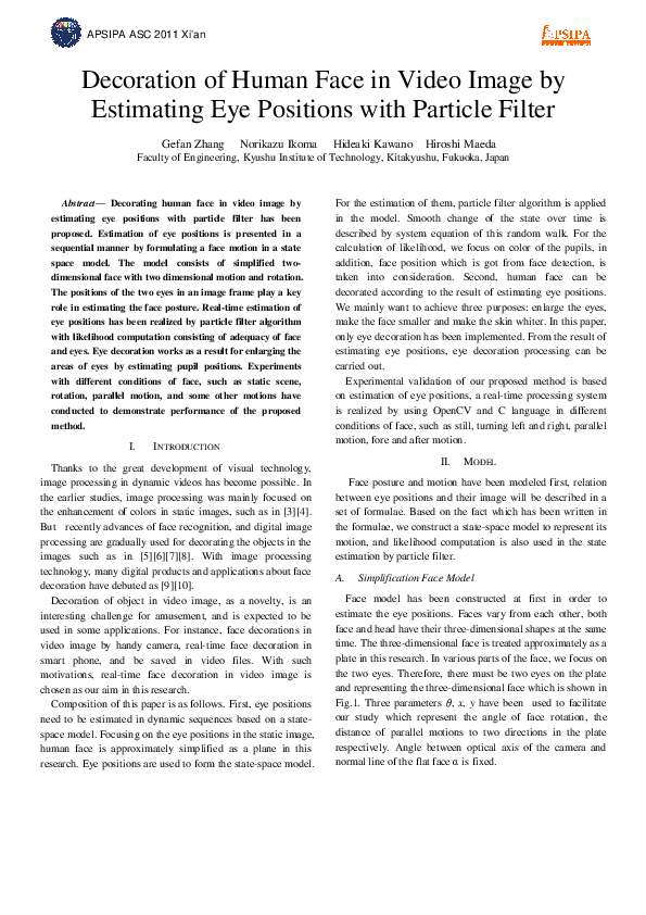 (PDF) Decoration of Human Face in Video Image by Estimating Eye ...