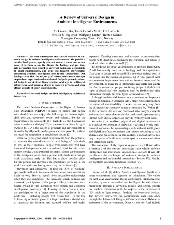 (PDF) A Review of Universal Design in Ambient Intelligence Environments ...