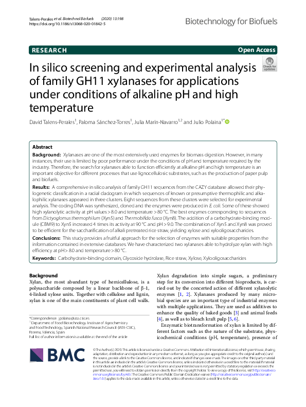 (PDF) In silico screening and experimental analysis of family GH11 xylanases for applications ...
