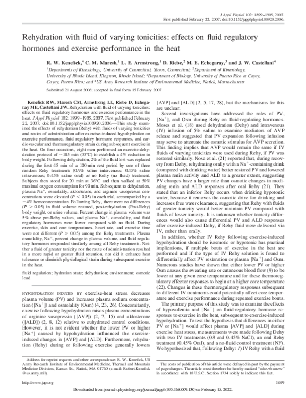(PDF) Rehydration with fluid of varying tonicities: effects on fluid ...