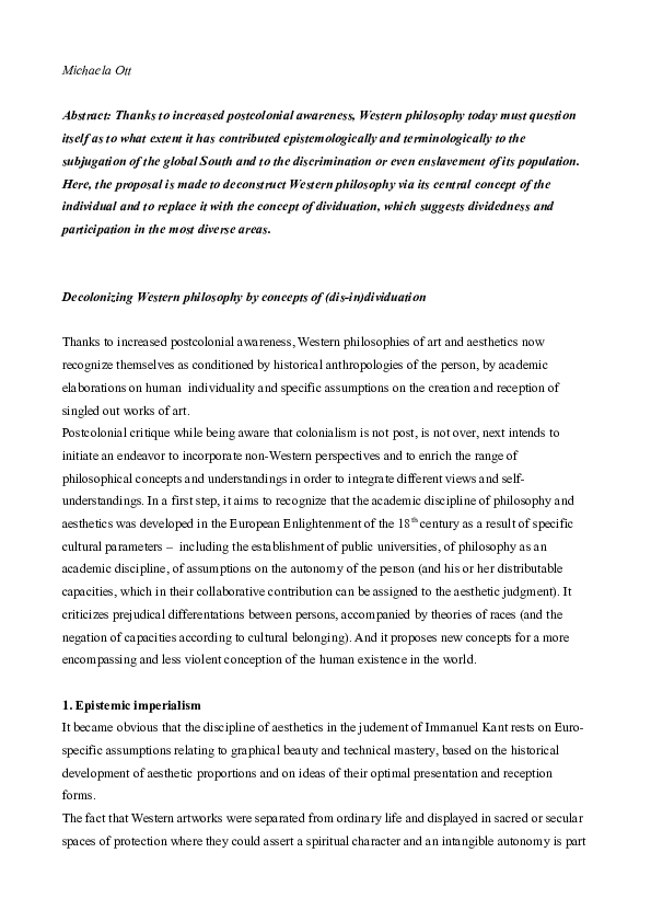 Decolonizing Western Philosophy