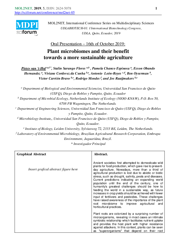 (PDF) Plant microbiomes and their benefit towards a more sustainable agriculture