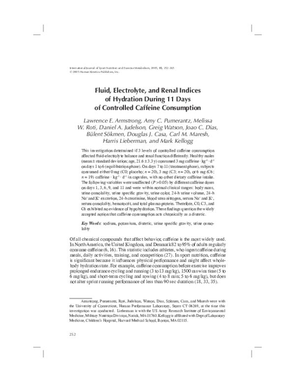 (PDF) Fluid, Electrolyte, and Renal Indices of Hydration during 11 Days ...