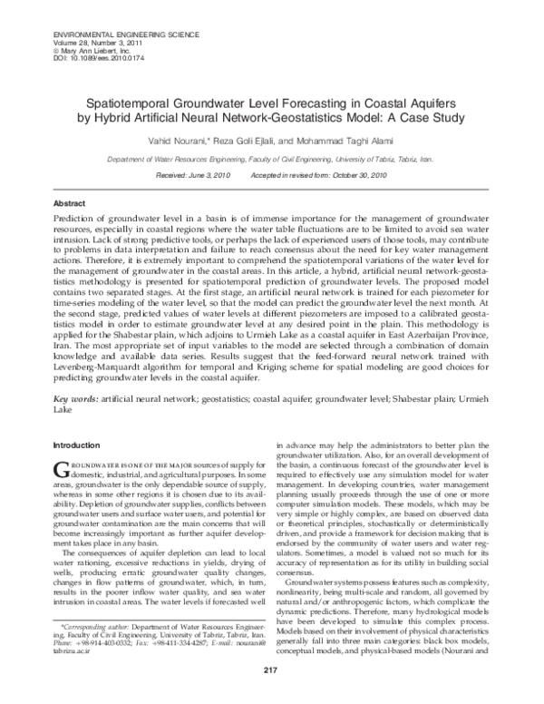 Pdf Spatiotemporal Groundwater Level Forecasting In Coastal Aquifers