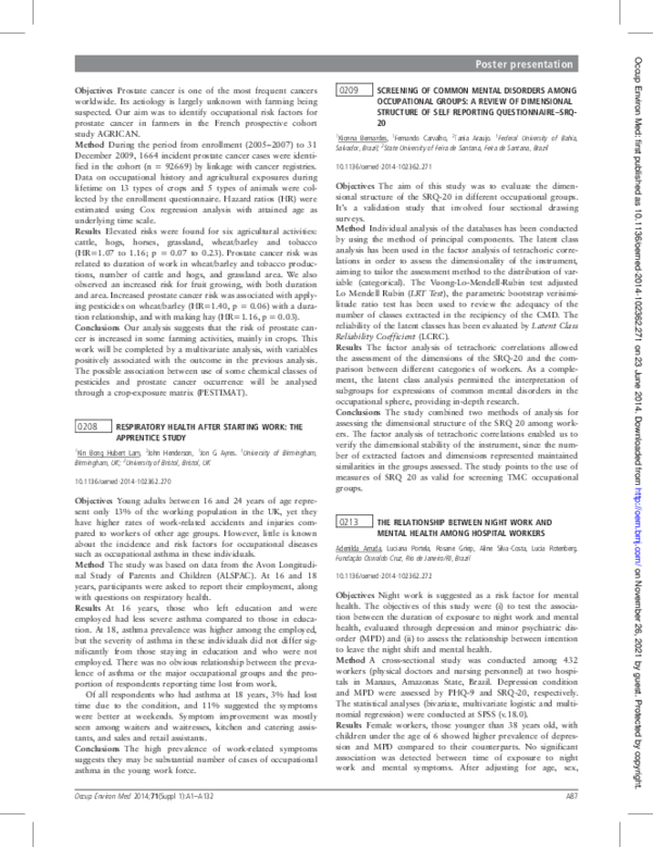 (PDF) SRQ-20 − structure of self reporting questionnaire occupational ...