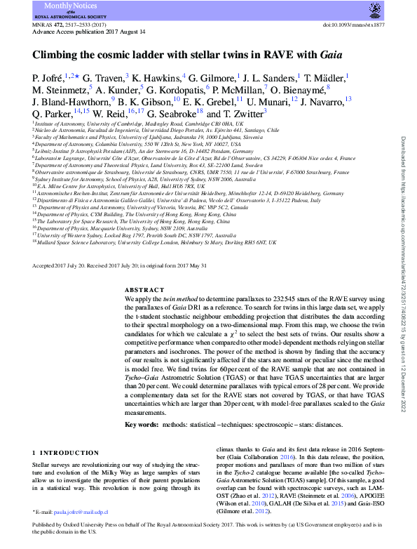 (PDF) Stellar Twins in RAVE: Parallax Measurements