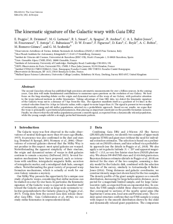 (PDF) The kinematic signature of the Galactic warp with Gaia DR2