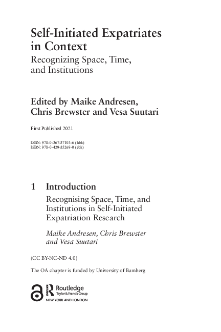 Self-Initiated Expatriates in Context