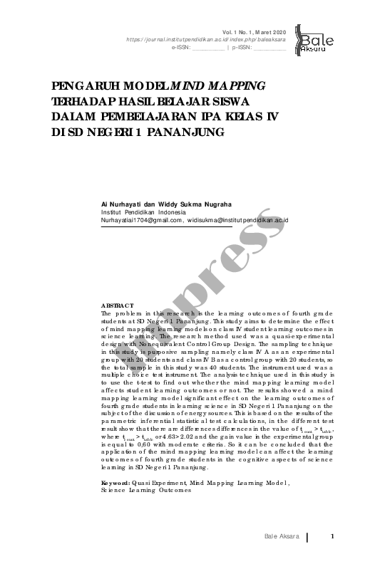 (PDF) Pengaruh Model Mind Mapping Terhadap Hasil Belajar Siswa Dalam ...