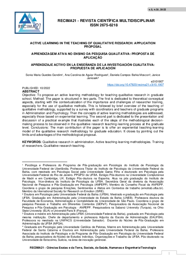 (PDF) Active Learning in the Teaching of Qualitative Research ...