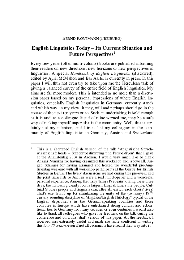 (PDF) English Linguistics Today: Its Current Situation and Future ...
