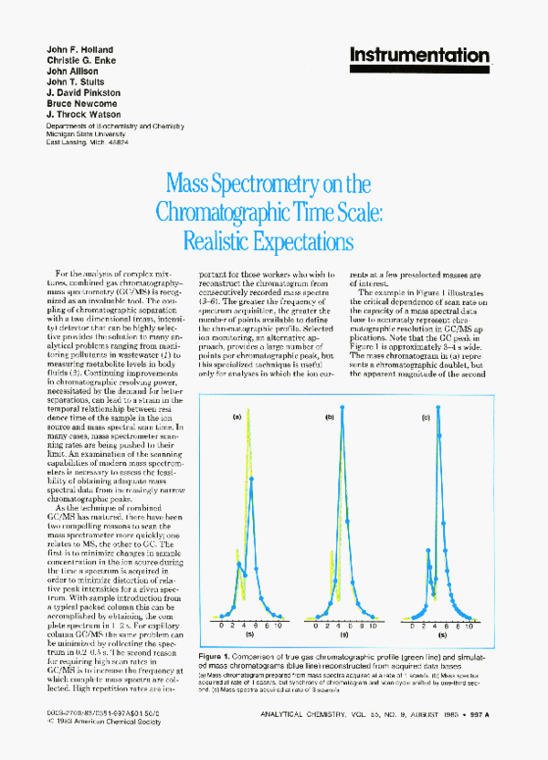 (PDF) Mass spectrometry on the chromatographic time scale: realistic ...