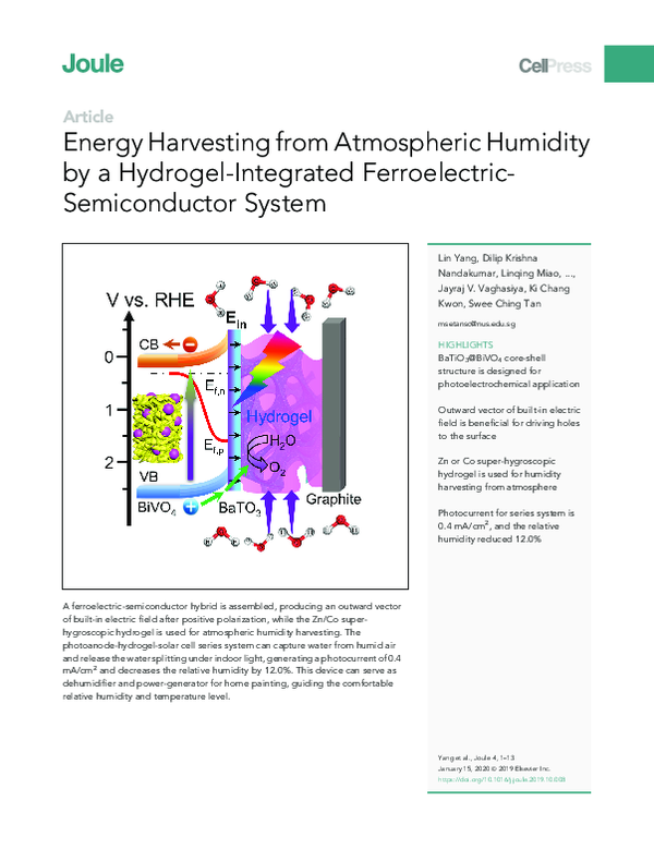 (PDF) Energy Harvesting from Atmospheric Humidity by a Hydrogel ...