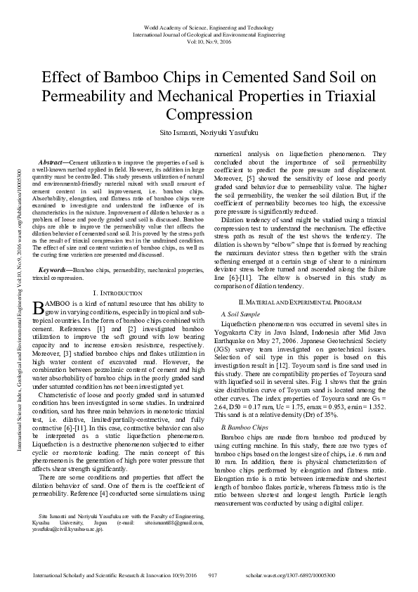 (PDF) Effect Of Bamboo Chips In Cemented Sand Soil On Permeability And ...