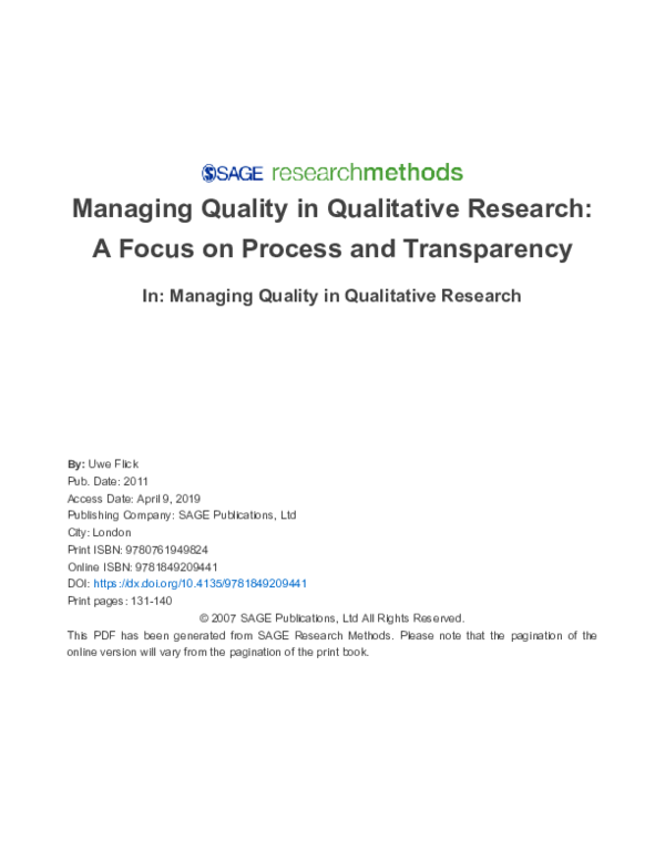 (PDF) Managing Quality in Qualitative Research