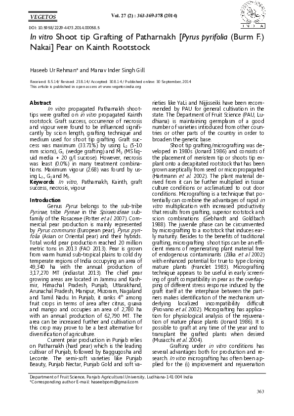 (PDF) In vitroShoot tip Grafting of Patharnakh [Pyrus pyrifolia(Burm F ...