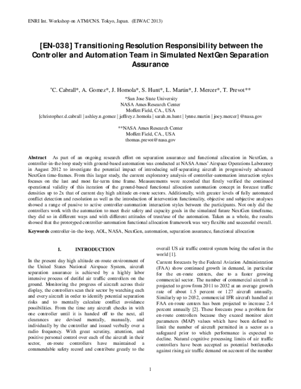 (PDF) Transitioning Resolution Responsibility Between the Controller and Automation Team in ...