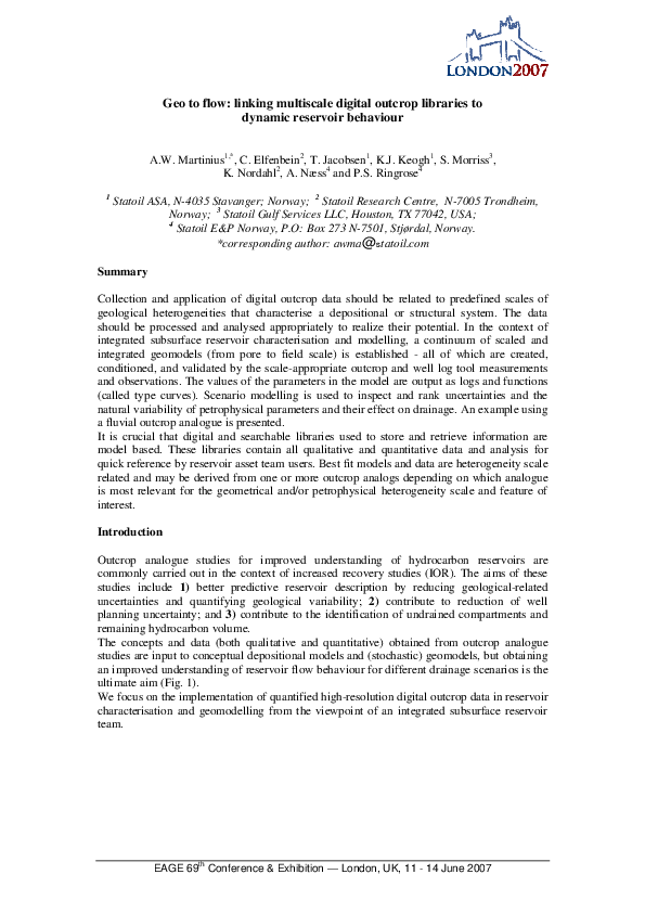 (PDF) Geo to Flow – Linking Multiscale Digital Outcrop Libraries to ...
