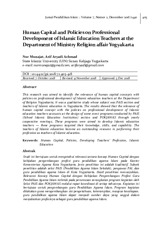 (PDF) Human Capital and Policies on Professional Development of Islamic ...