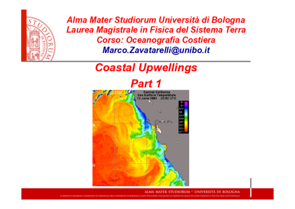 (PDF) Oceanografia Costiera (Zavatarelli). Lez8 (Coastal upwellings. Part 1)