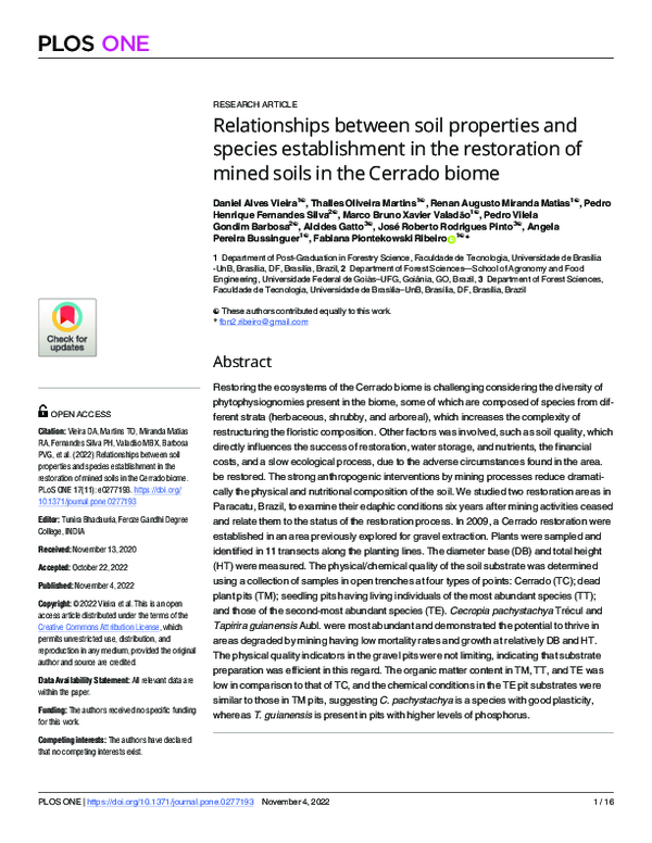 (PDF) Relationships between soil properties and species establishment in the restoration of ...