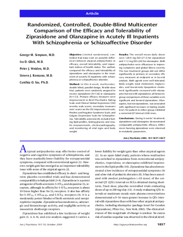 (PDF) Randomized, Controlled, Double-Blind Multicenter Comparison of ...