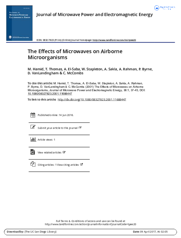 (PDF) The effects of microwaves on airborne microorganisms
